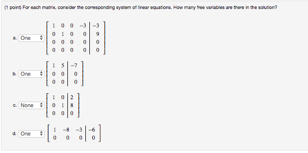 Solved Help with determining free variables in reduced | Chegg.com