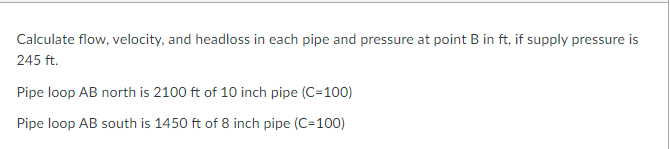 Calculate flow, velocity, and headloss in each pipe | Chegg.com