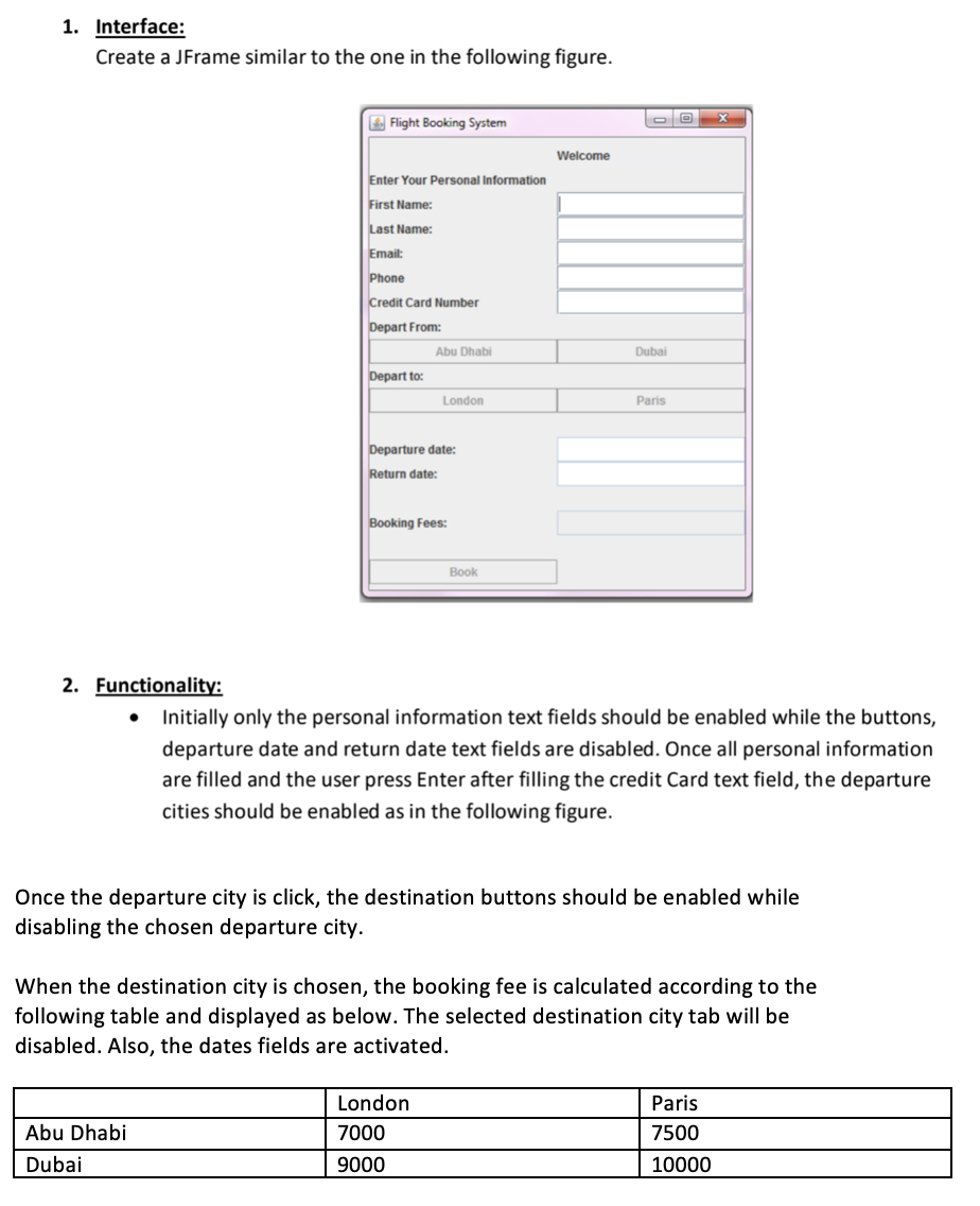 Solved 1. Interface: Create a JFrame similar to the one in | Chegg.com