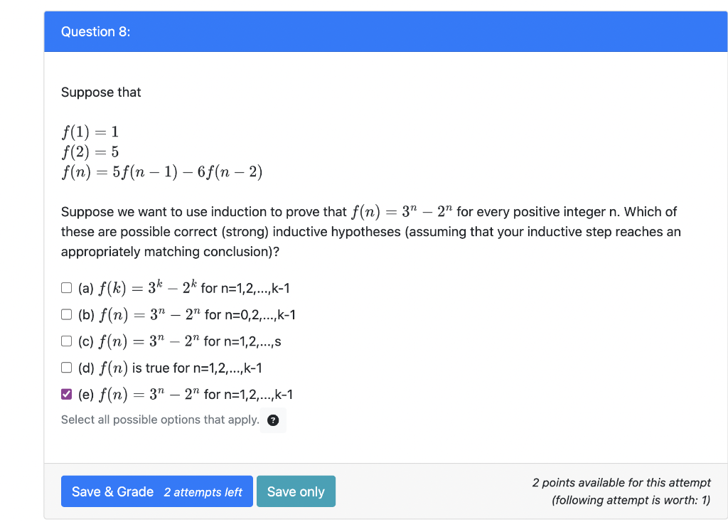 Solved Suppose that f(1)=1f(2)=5f(n)=5f(n−1)−6f(n−2) Suppose | Chegg.com