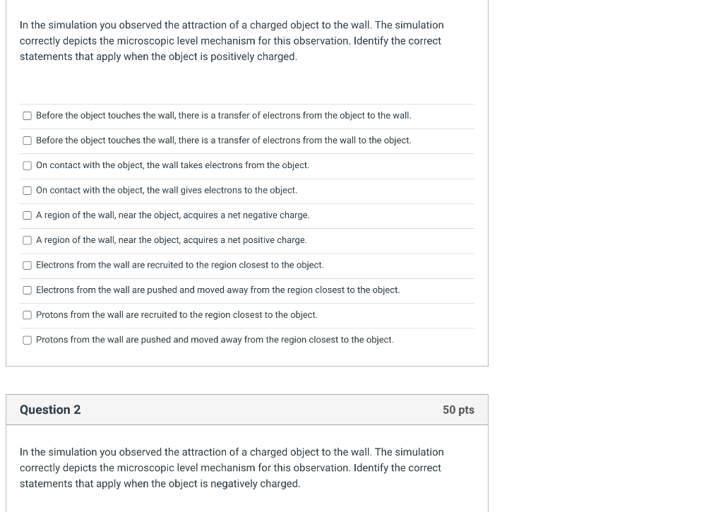 Solved Same possible choices for POSITIVELY charged object | Chegg.com