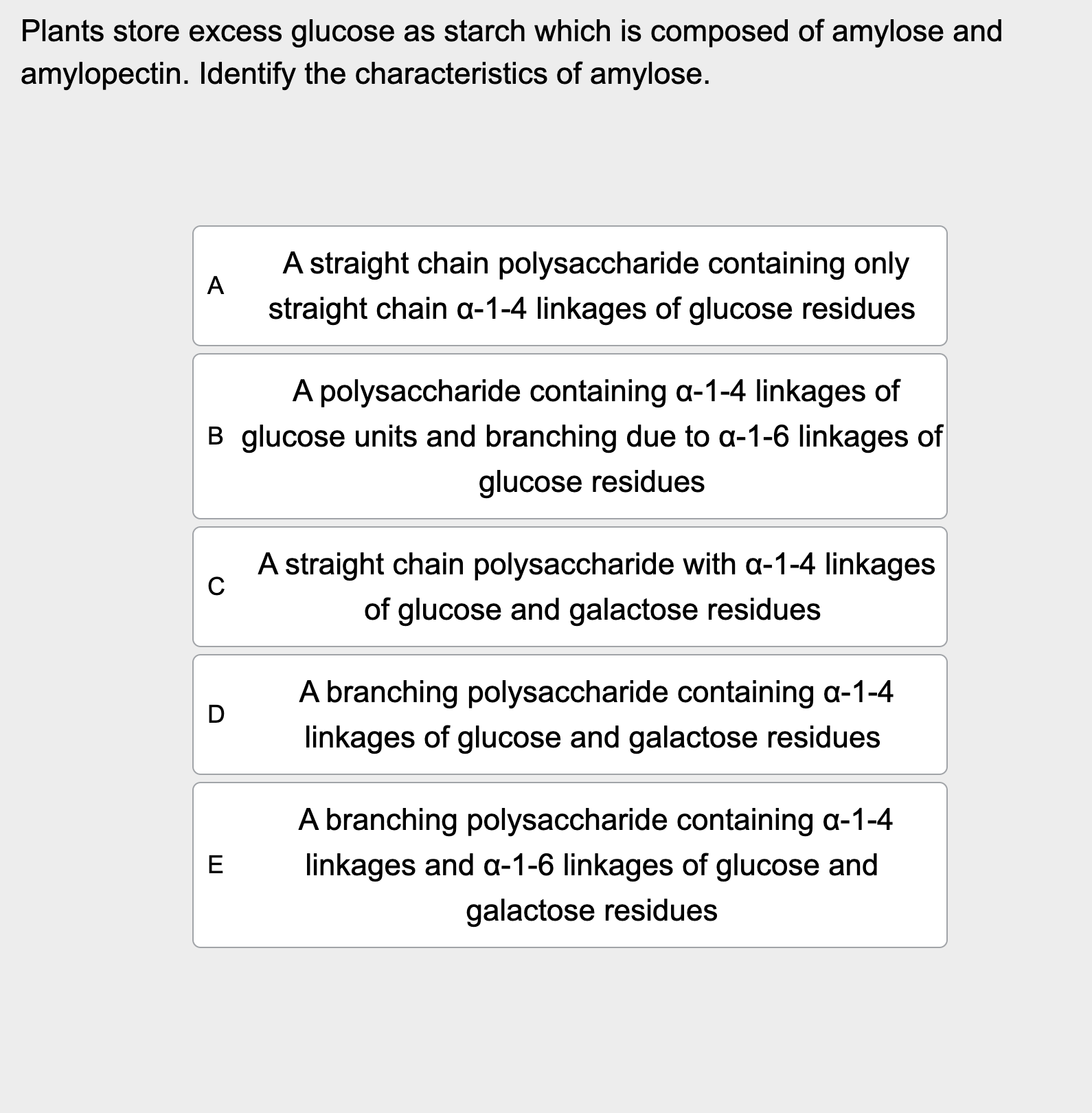 Solved Plants store excess glucose as starch which is | Chegg.com