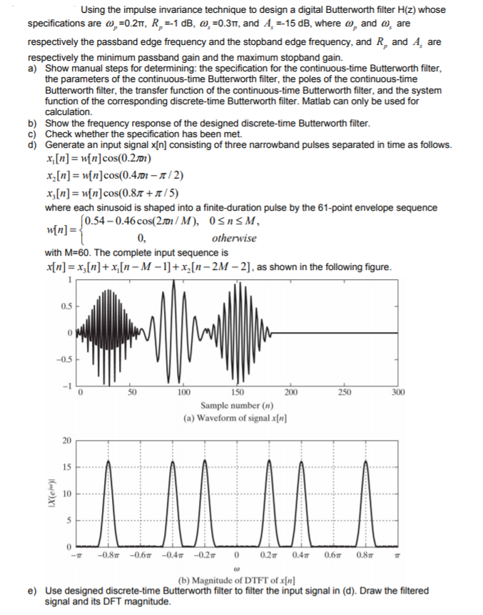 Using the impulse invariance technique to design a | Chegg.com