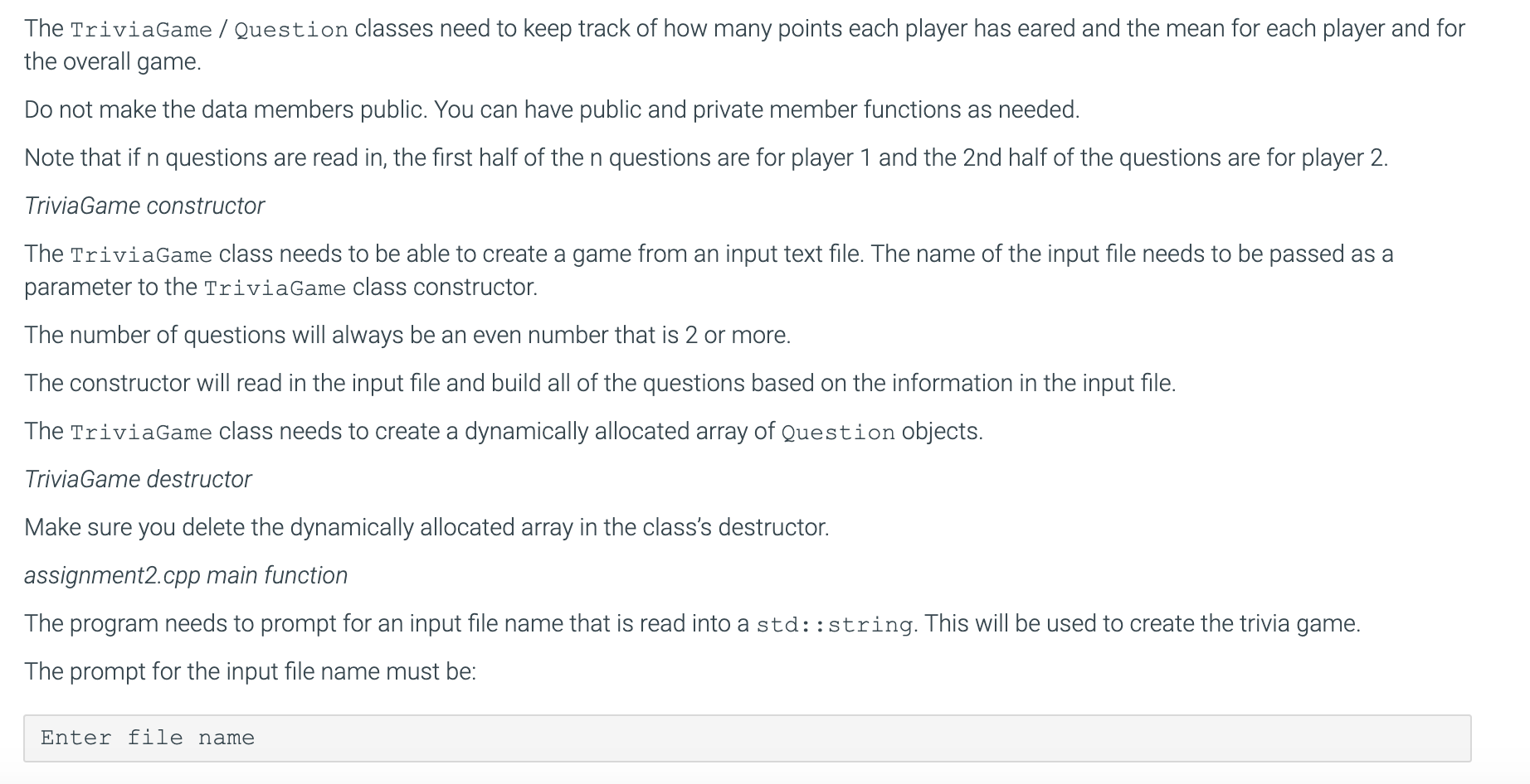 Solved Building the Trivia Game You will be writing a | Chegg.com