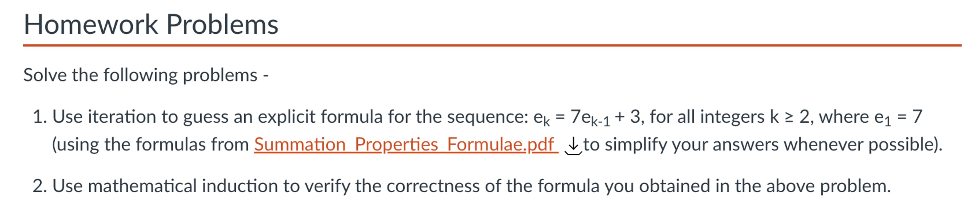 Solved Homework ProblemsSolve the following problems -Use | Chegg.com