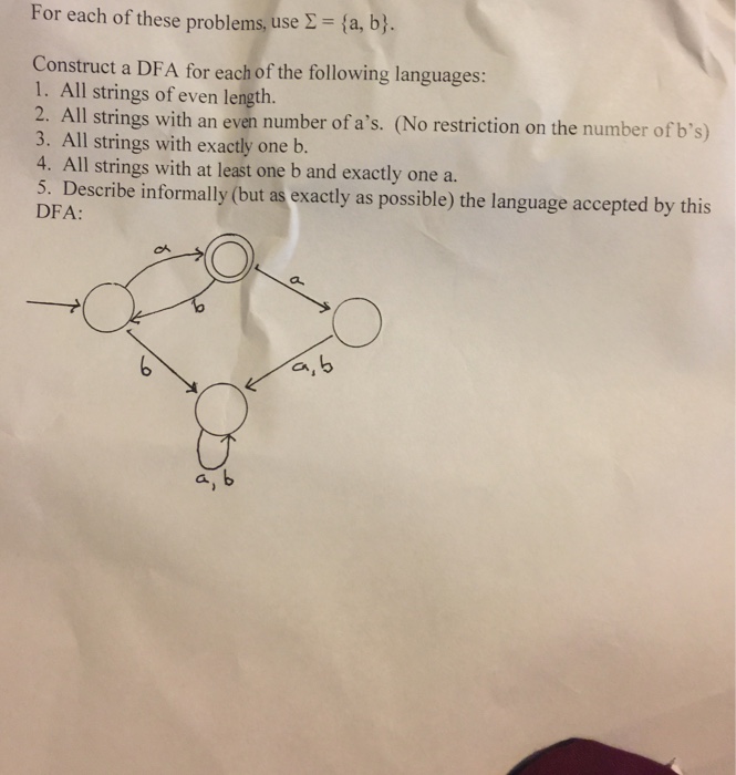 Solved For each of these problems, use sigma = {a, b}. | Chegg.com