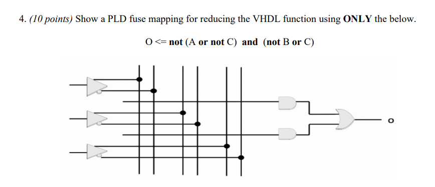 Solved 4. (10 points) Show a PLD fuse mapping for reducing | Chegg.com