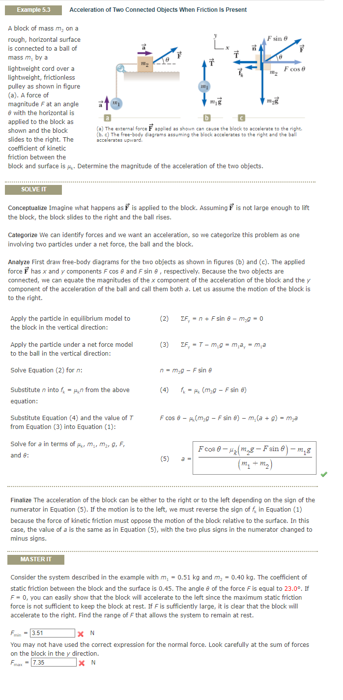 Solved Example 5.3 Acceleration of Two Connected Objects | Chegg.com