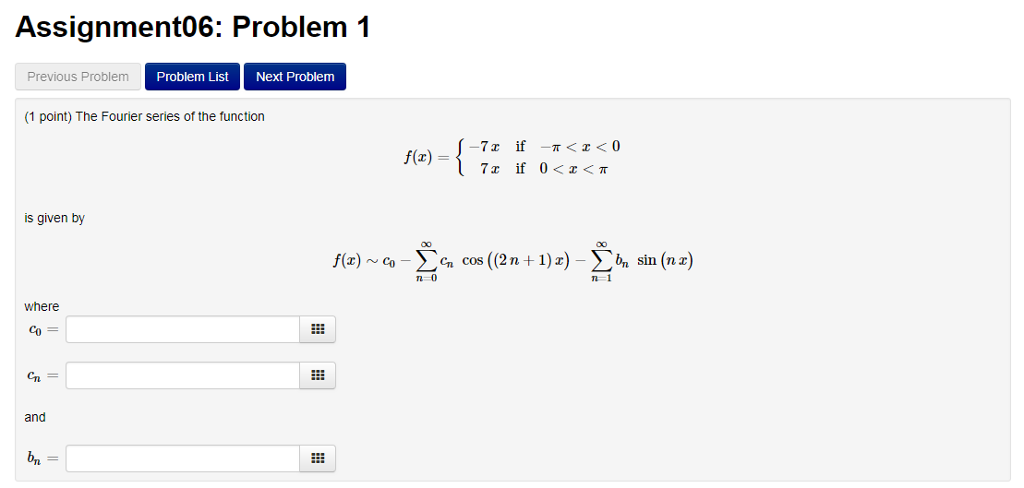 Solved Assignment06 Problem 1 Previous Problem Problem List 