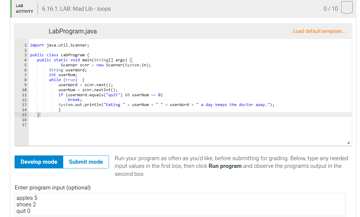 Solved 6.16 LAB: Mad Lib - loops Mad Libs are activities | Chegg.com