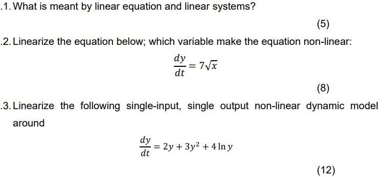 Solved .1. What is meant by linear equation and linear | Chegg.com