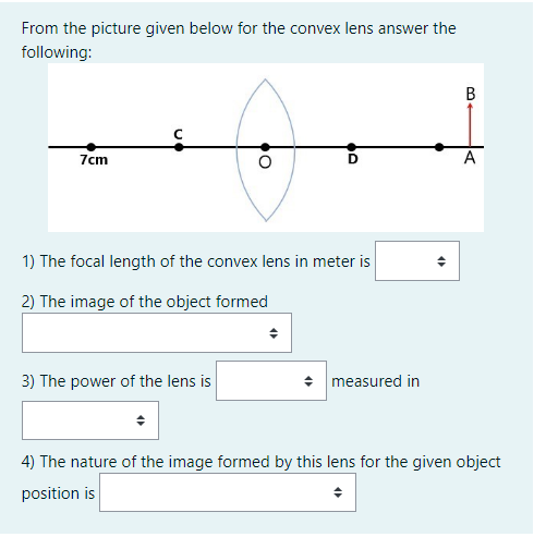Solved From the picture given below for the convex lens | Chegg.com