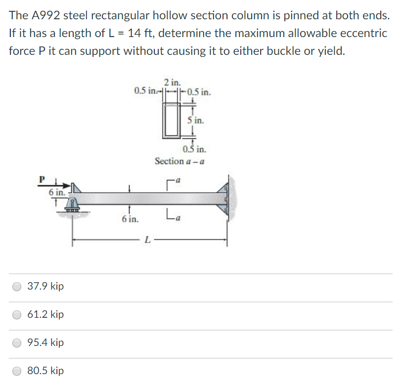 Solved The A992 steel rectangular hollow section column is | Chegg.com