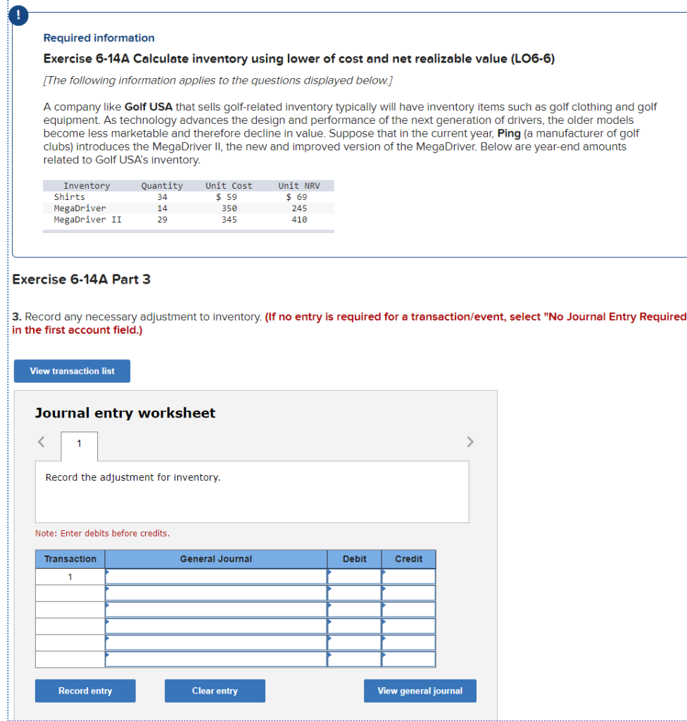 Solved Required information Exercise 6-14A Calculate | Chegg.com