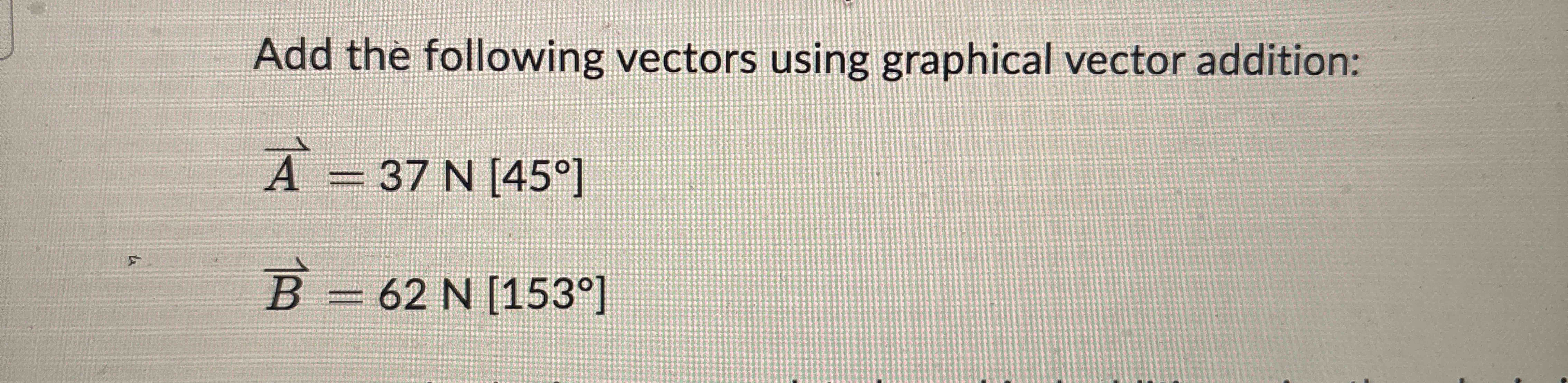 Solved Add the following vectors using graphical vector | Chegg.com