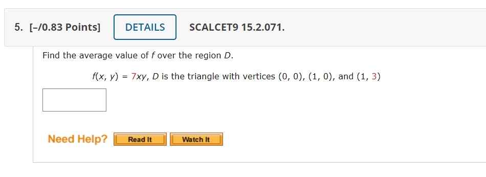 Solved Find the average value of f over the region D. | Chegg.com