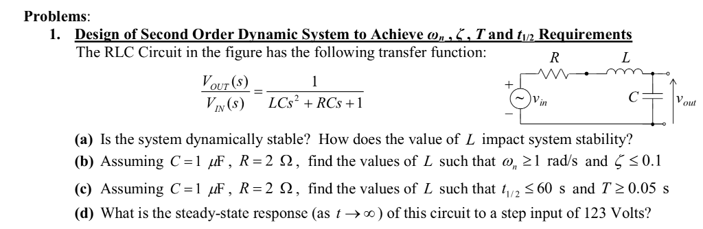 Solved Problems 1 Design Of Second Order Dynamic System To