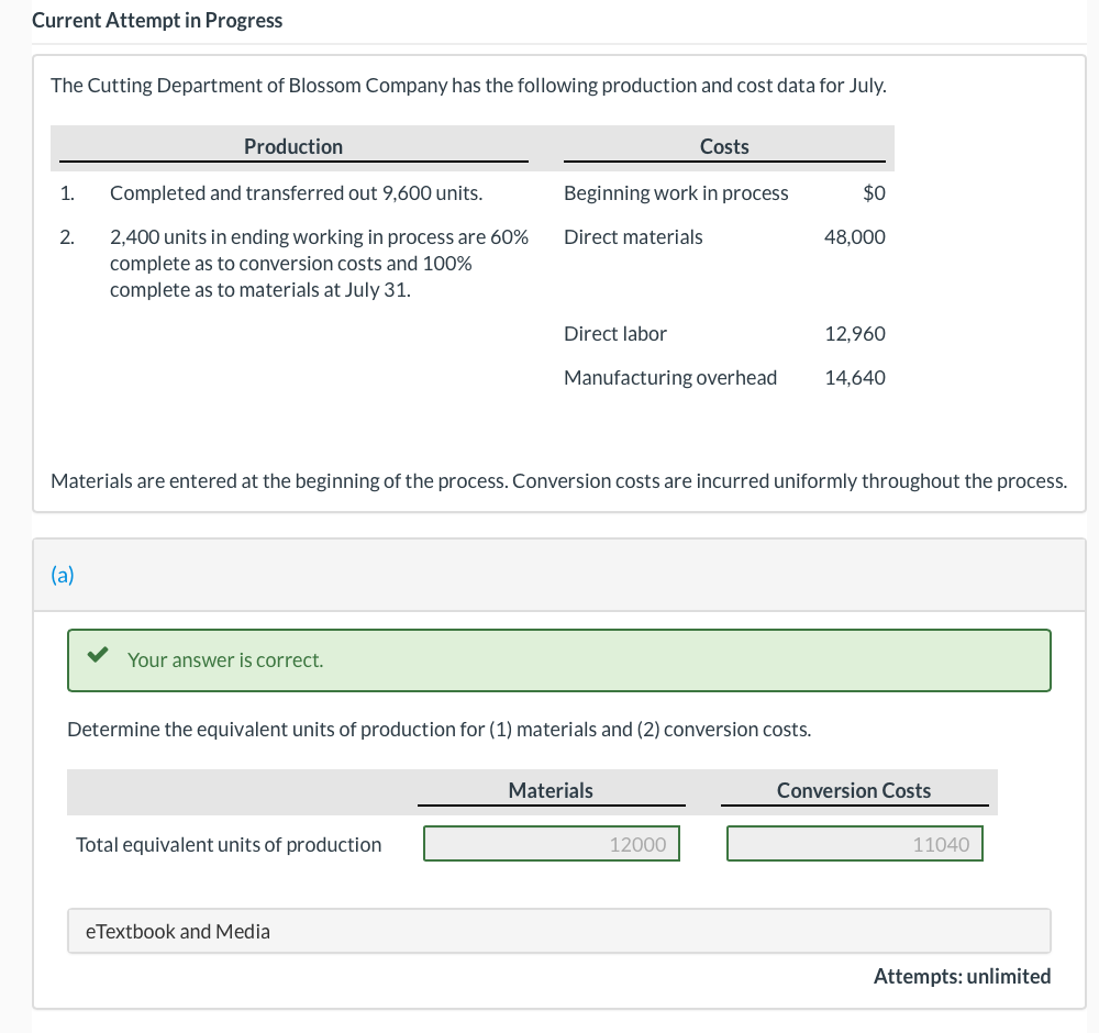 Solved The Cutting Department of Blossom Company has the | Chegg.com
