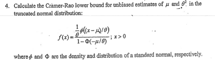 4. Calculate the Cramer-Rao lower bound for unbiased | Chegg.com