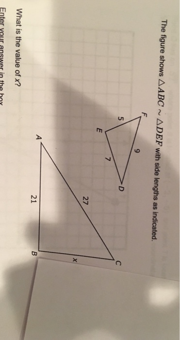 Solved The figure shows ABC ~ Δ DEF with side lengths as | Chegg.com