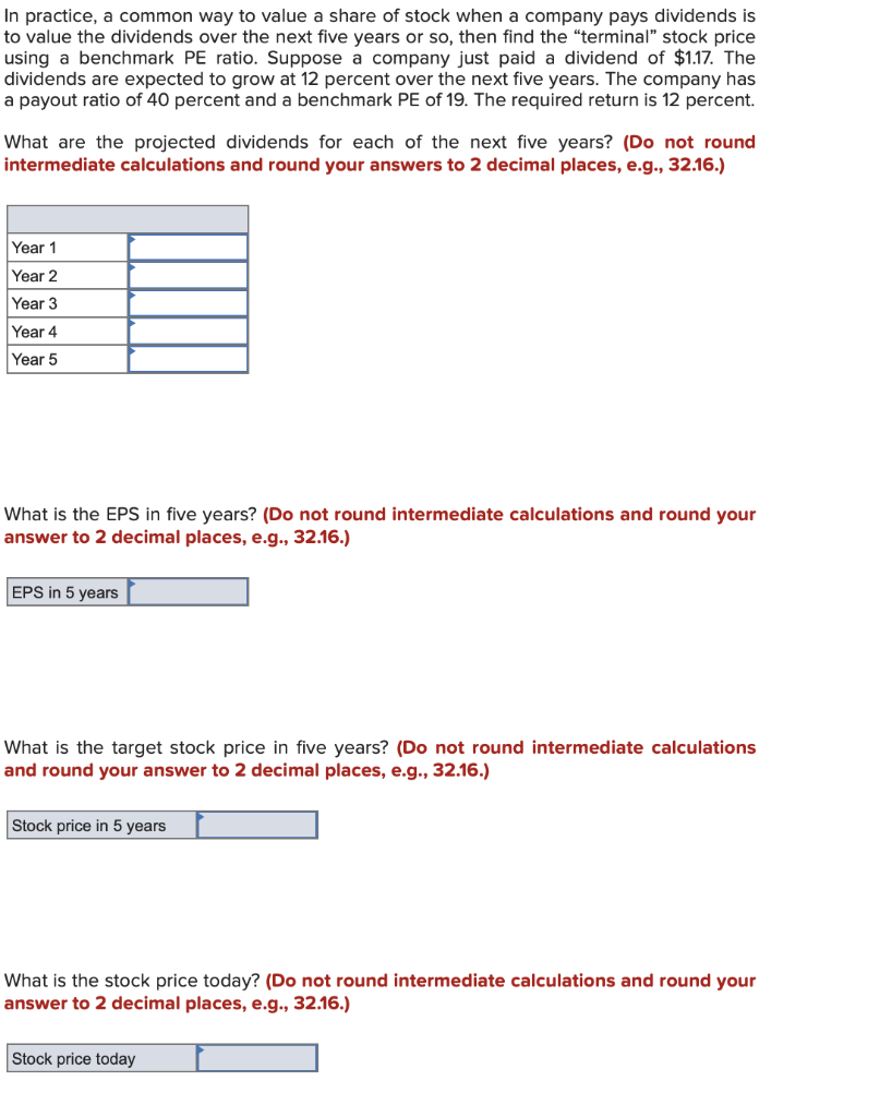 Solved In practice, a common way to value a share of stock | Chegg.com