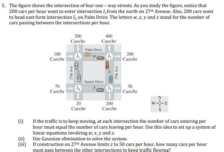 Solved 5. The figure shows the intersection of four one-way | Chegg.com