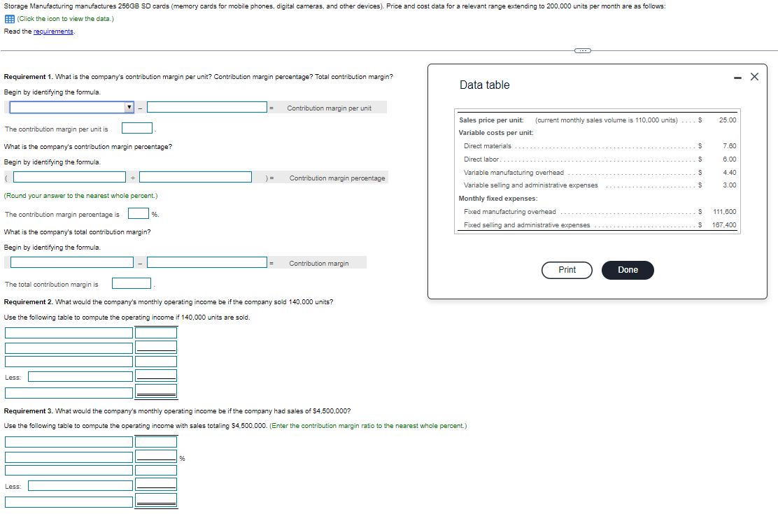 Solved Requirement 1. What is the company's contribution | Chegg.com