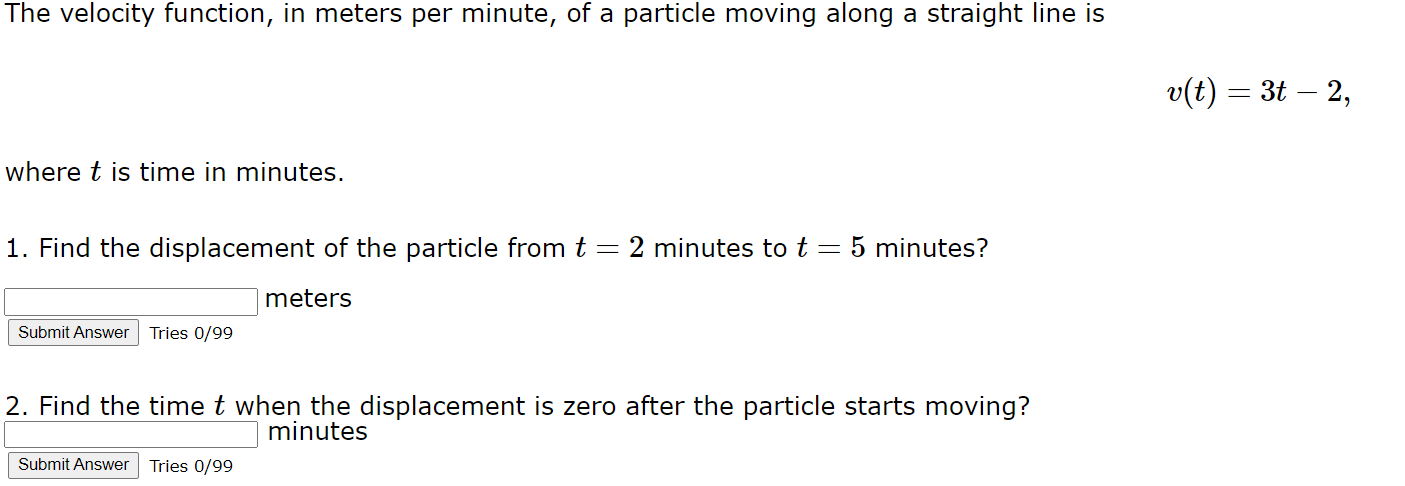 Solved The velocity function, in meters per minute, of a | Chegg.com