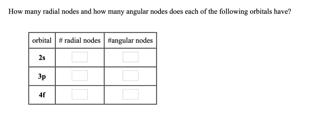 Solved How many radial nodes and how many angular nodes does | Chegg.com