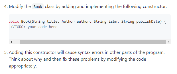 Solved Implement this constructor public Book(String title, | Chegg.com