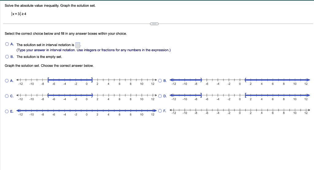 Solved Solve the absolute value inequality. Graph the | Chegg.com