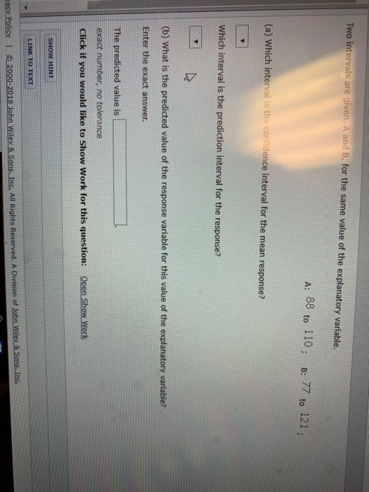 Solved Two intervals are given, A and B, for the same value | Chegg.com