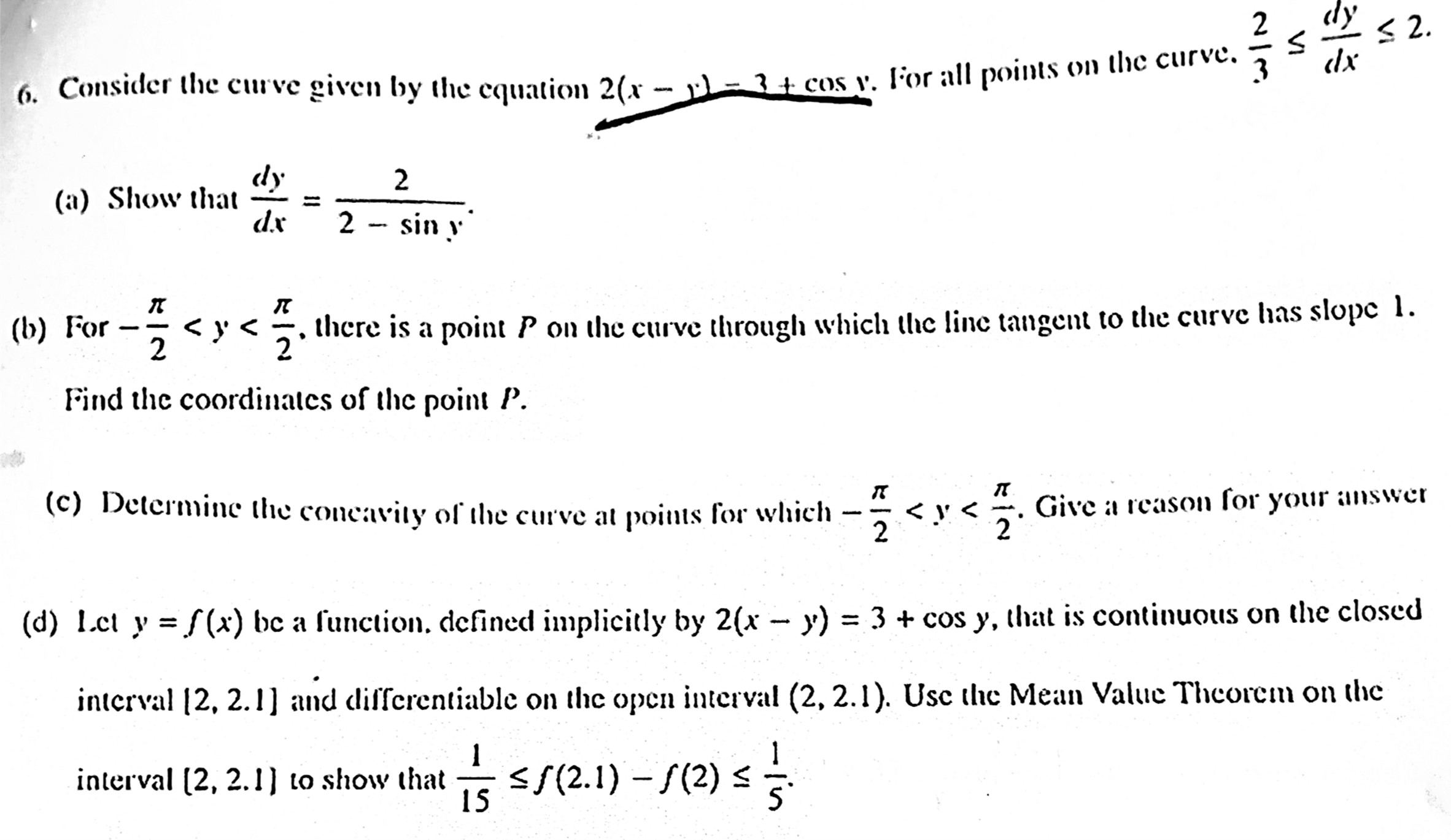 6. Consider the curve given by the equation | Chegg.com