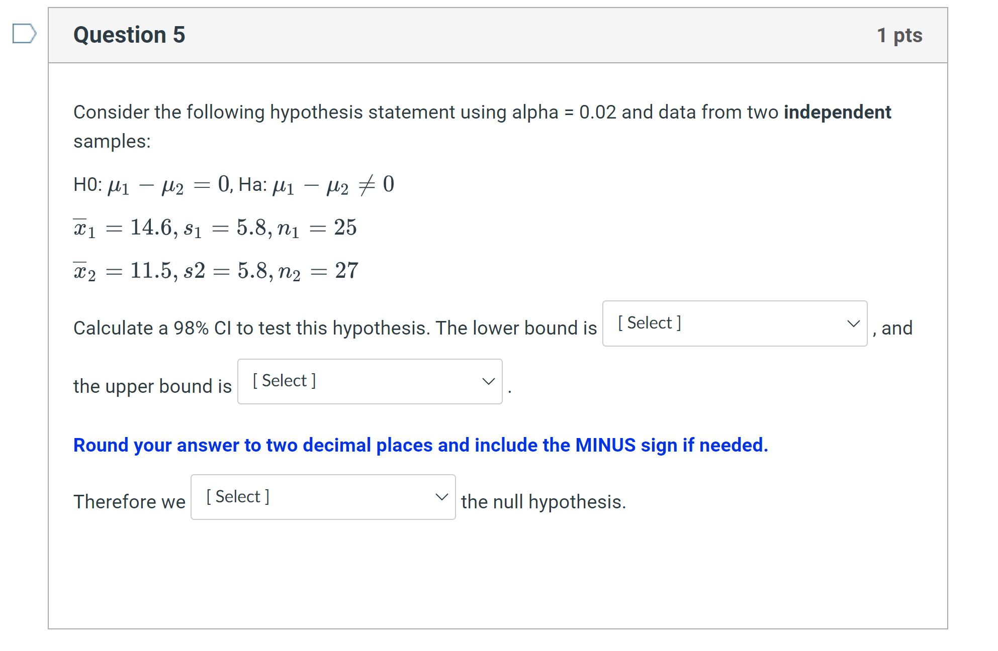 Solved Consider the following hypothesis statement using | Chegg.com