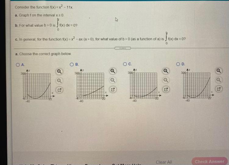 Solved Consider the function f(x)=x2 - 11x a. Graph fon the | Chegg.com