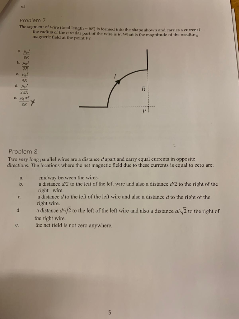 Solved V2 Problem 7 The segment of wire (total length - 6R) | Chegg.com