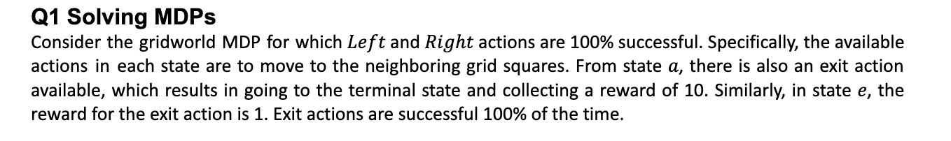 Solved Q1 ﻿Solving MDPsConsider the gridworld MDP ﻿for which | Chegg.com