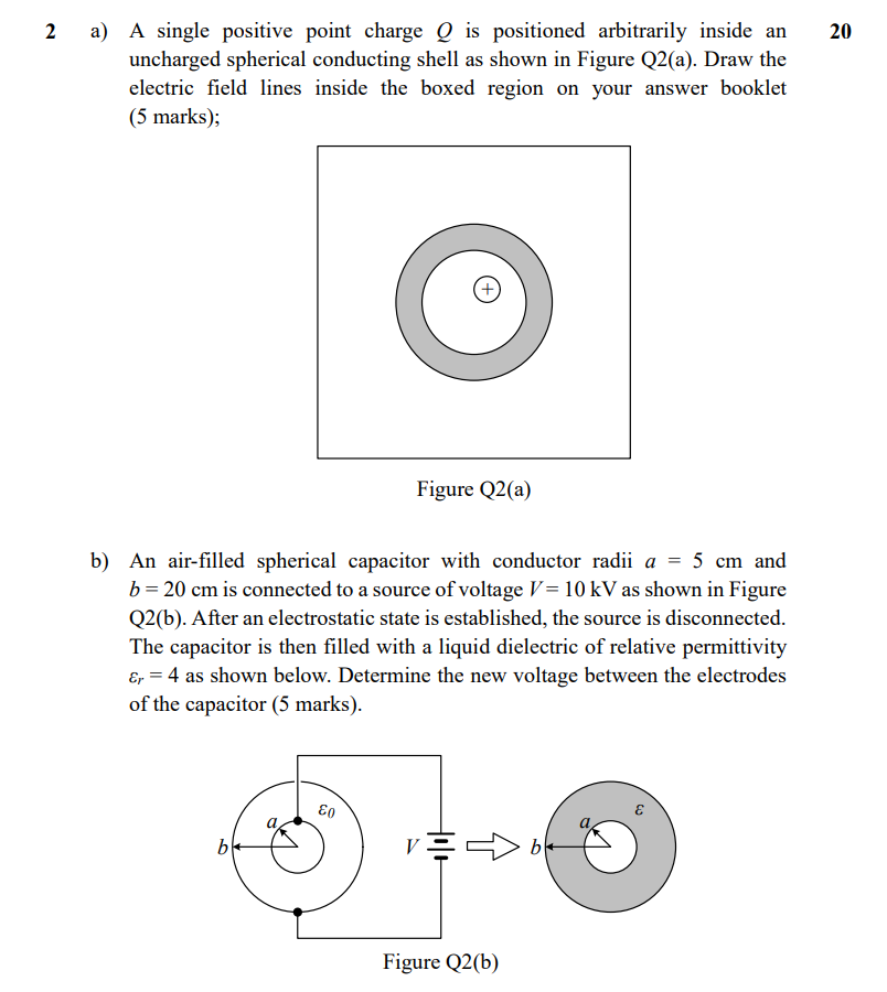 Solved N 20 a) A single positive point charge Q is | Chegg.com