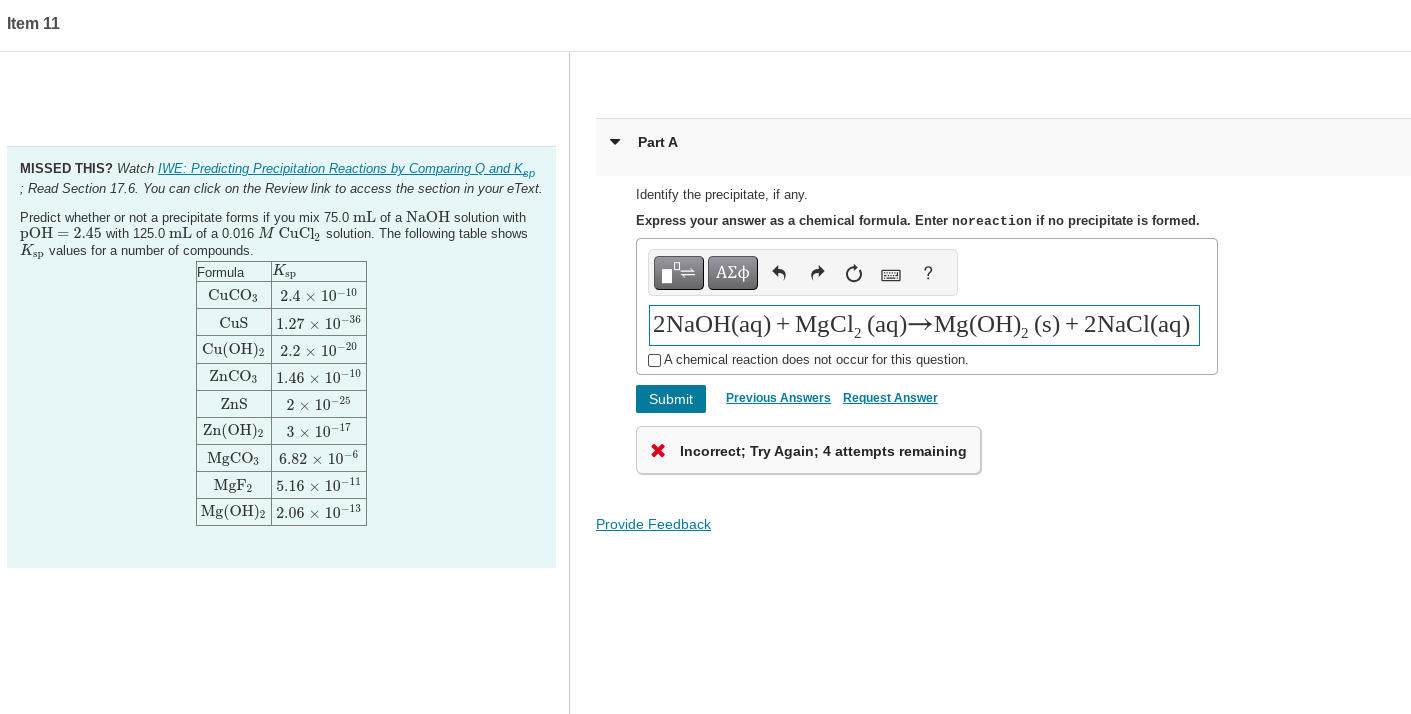 Solved Item 11MISSED THIS? Watch IWE: Predicting | Chegg.com