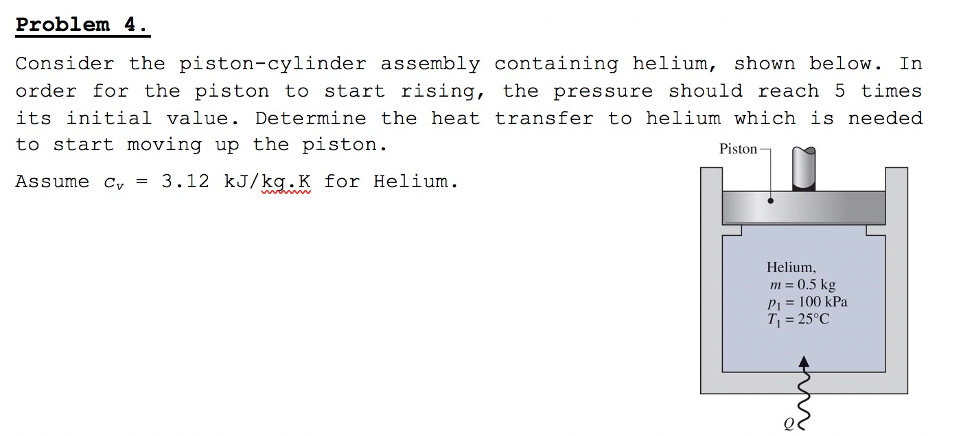 Solved Problem 4. Consider the piston-cylinder assembly | Chegg.com