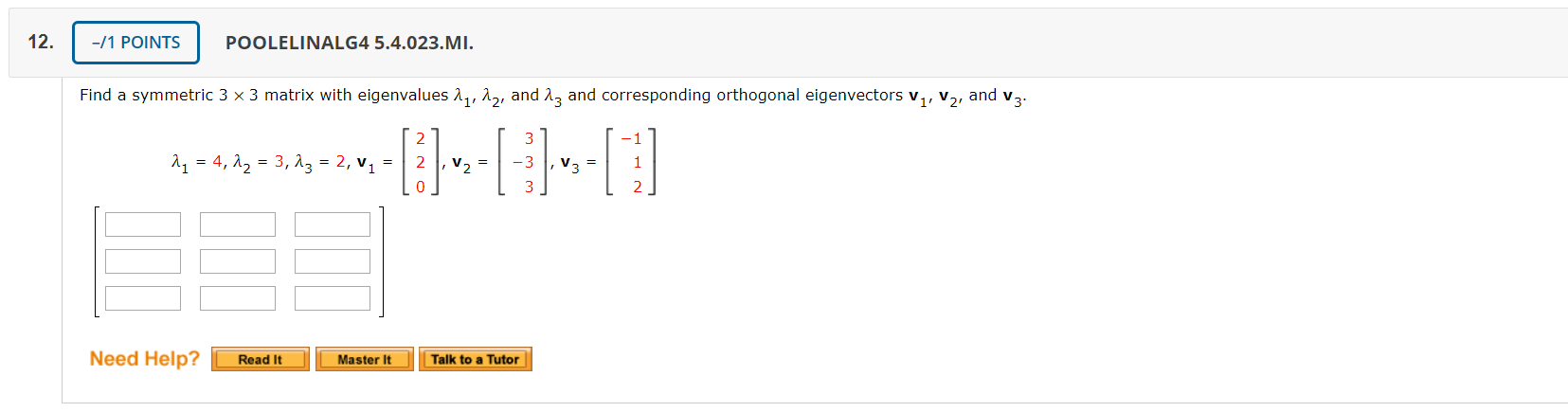 Solved 12. -/1 POINTS POOLELINALG4 5.4.023.MI. Find a | Chegg.com