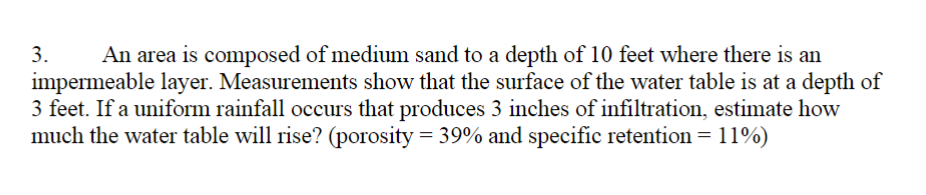 Solved 3. An area is composed of medium sand to a depth of | Chegg.com