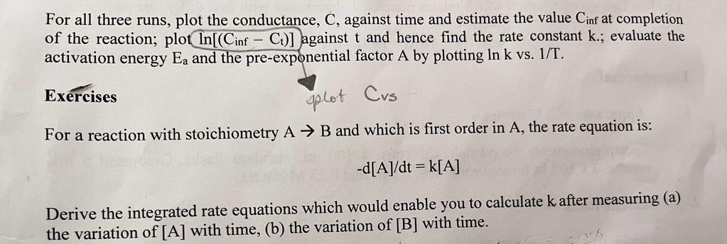 Solved I am not sure how to deduce the C inf from this data. | Chegg.com