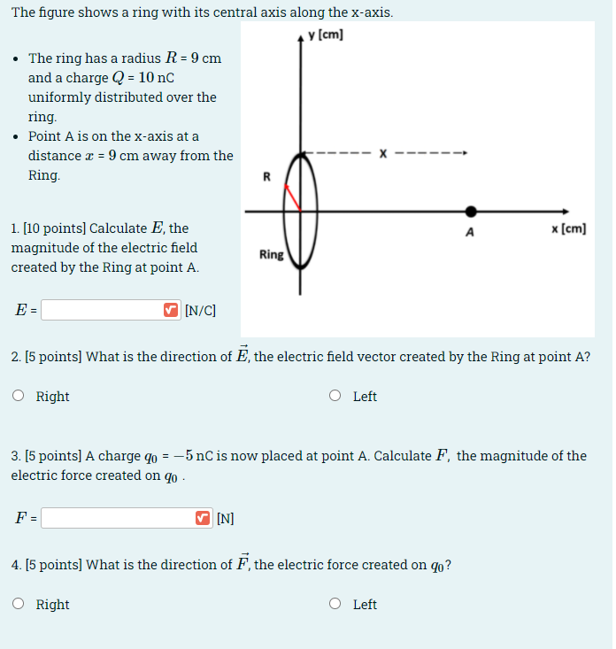 Solved The figure shows a ring with its central axis along | Chegg.com