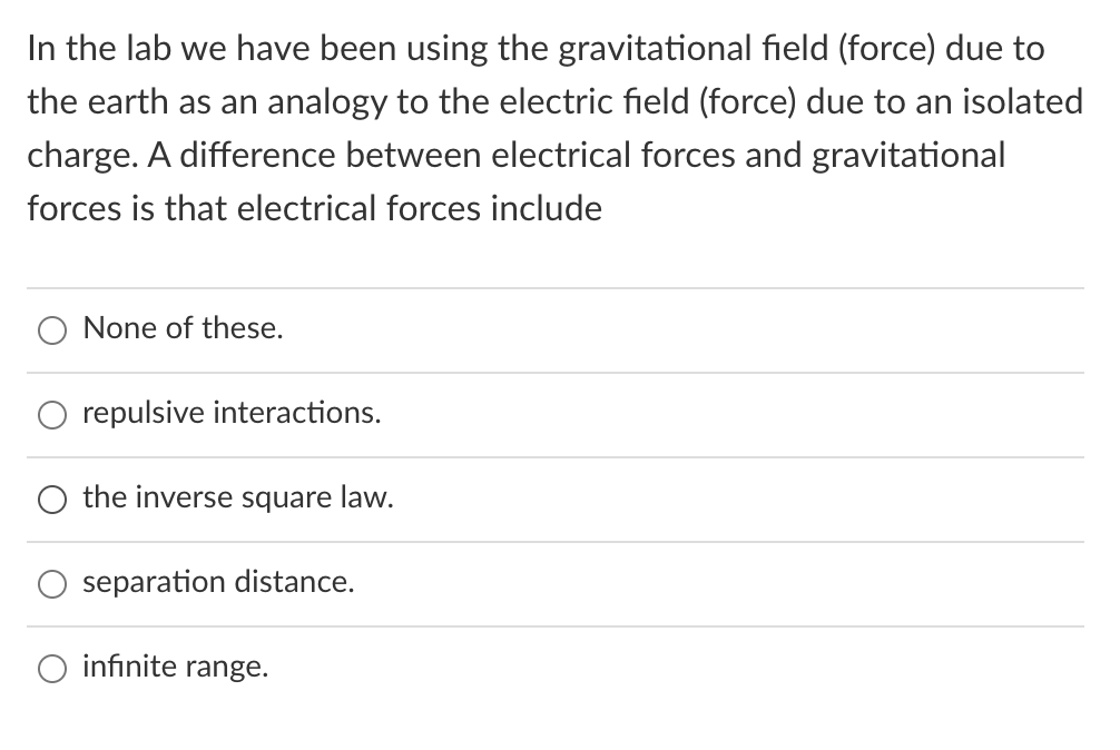 Solved In the lab we have been using the gravitational field | Chegg.com