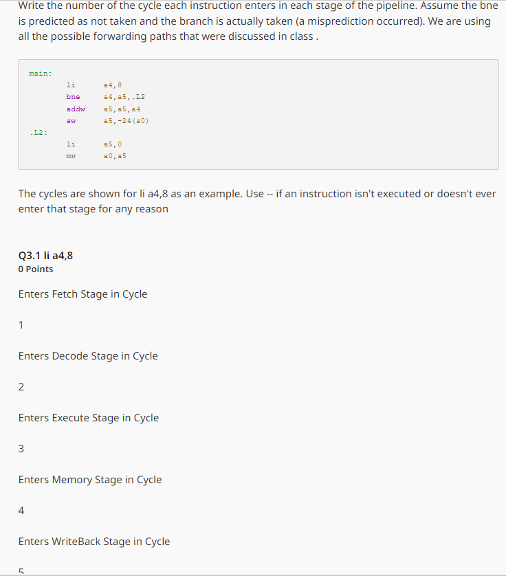 Solved Do not use chatgpt!!! Q3.2 bne a4,a5,.L2 | Chegg.com