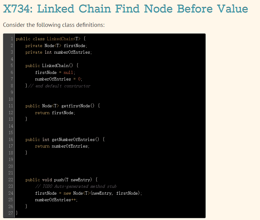 Solved X734: Linked Chain Find Node Before Value Consider | Chegg.com