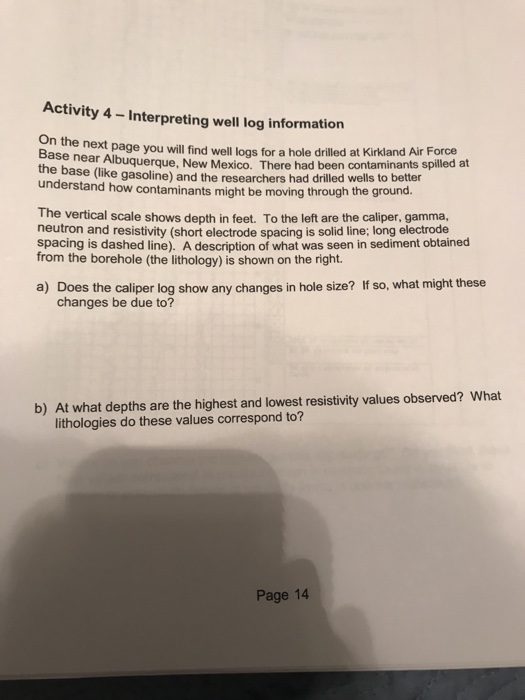 Activity 4 - Interpreting well log information On the | Chegg.com