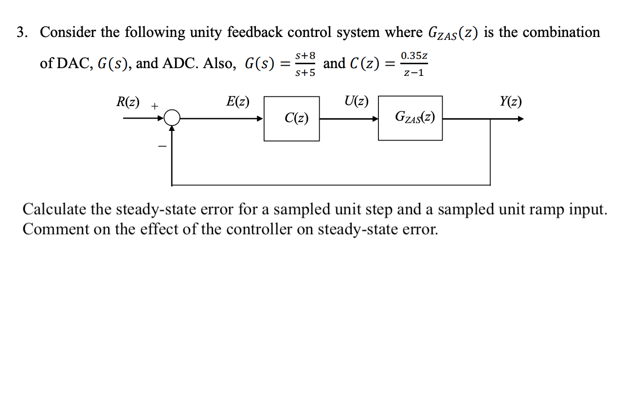 Solved 3 Consider The Following Unity Feedback Control 
