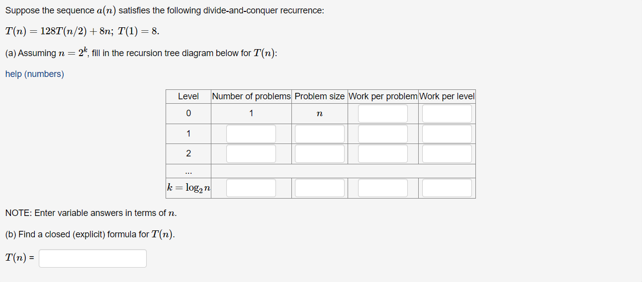 Solved Suppose the sequence a(n) satisfies the following | Chegg.com